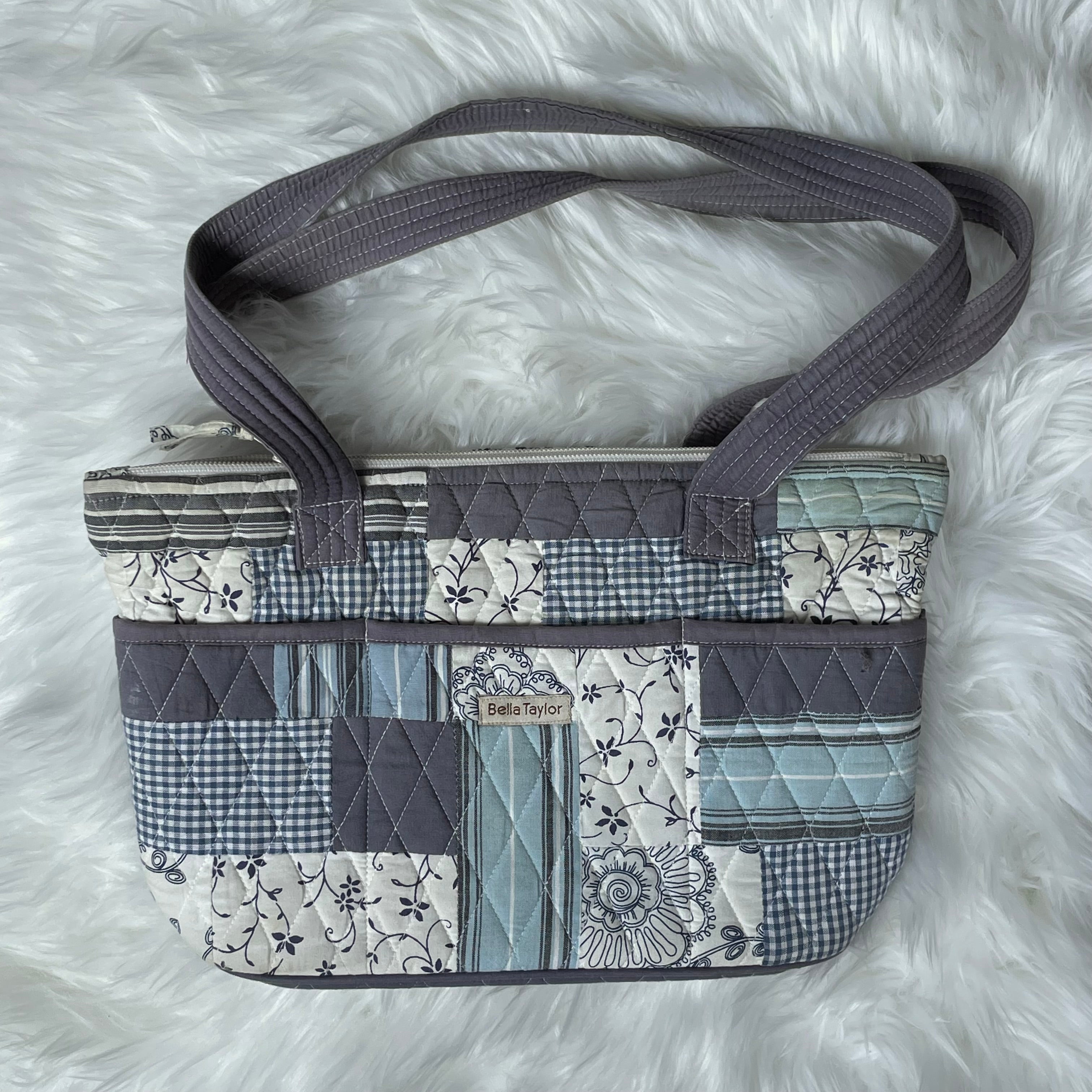 Bella Taylor Blue Grey Quilt Cottagecore Shoulder Bag – re.drmg
